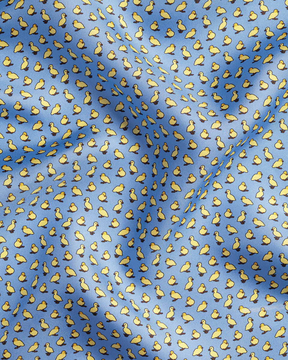 Ducks in a Row Motif Silk Pocket Square - Cornflower Blue | Charles ...