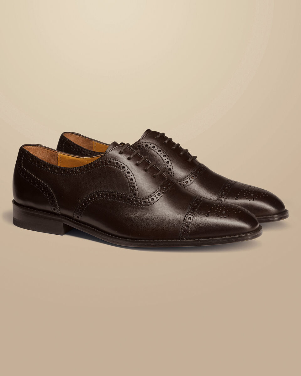 Leather Oxford Brogue Shoe - Dark Chocolate | Charles Tyrwhitt