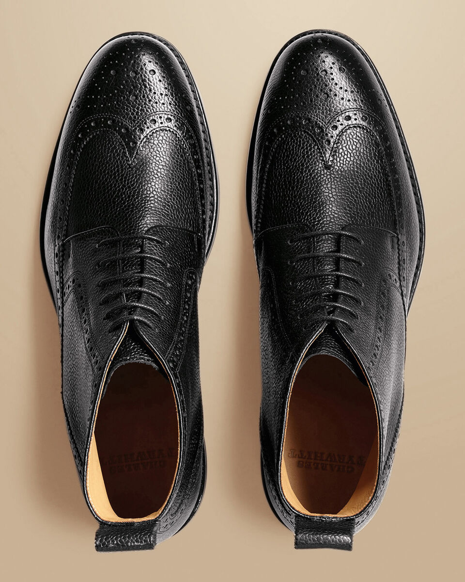 Leather Brogue Boots - Black | Charles Tyrwhitt
