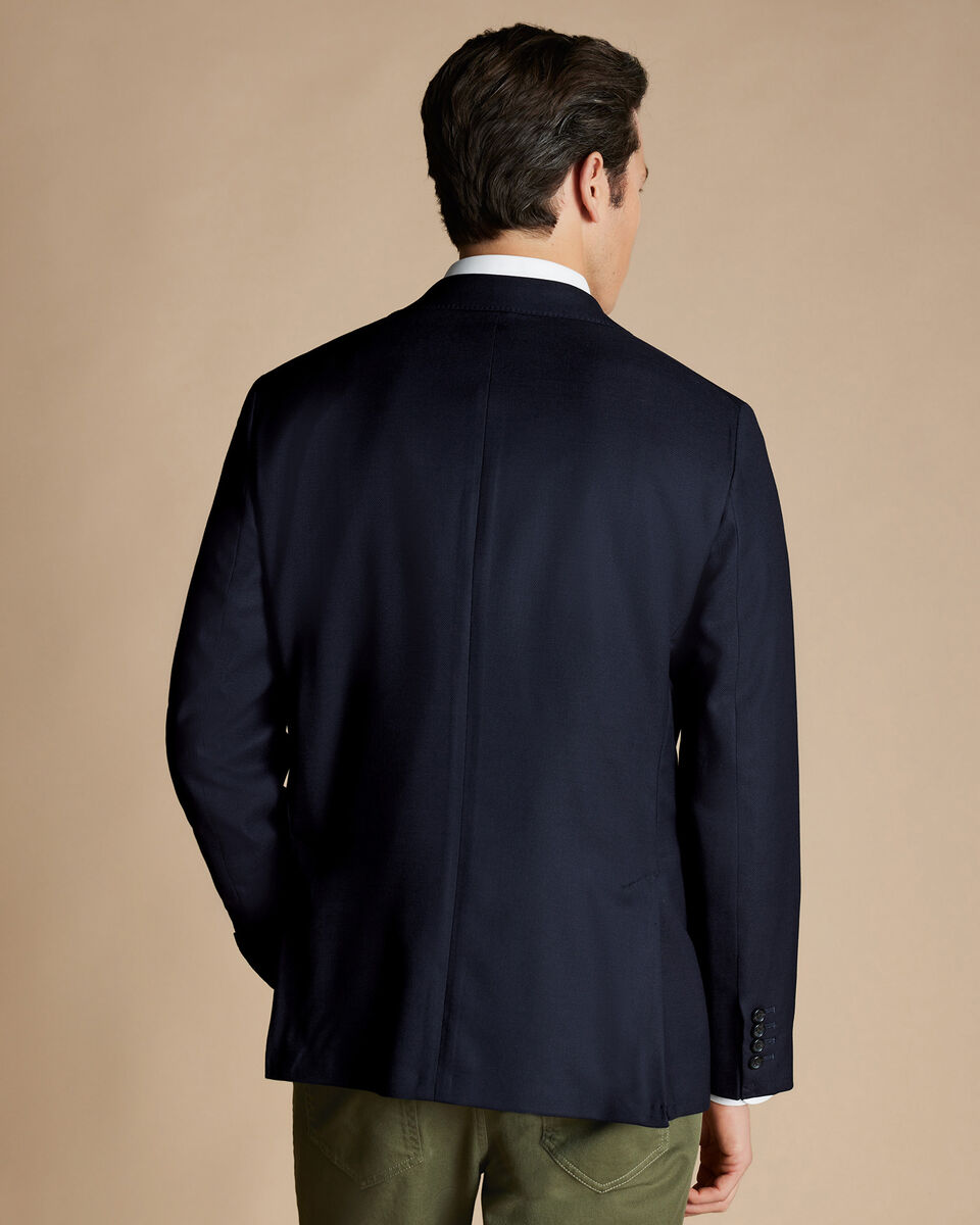 Luxury Italian Hopsack Jacket - Navy | Charles Tyrwhitt
