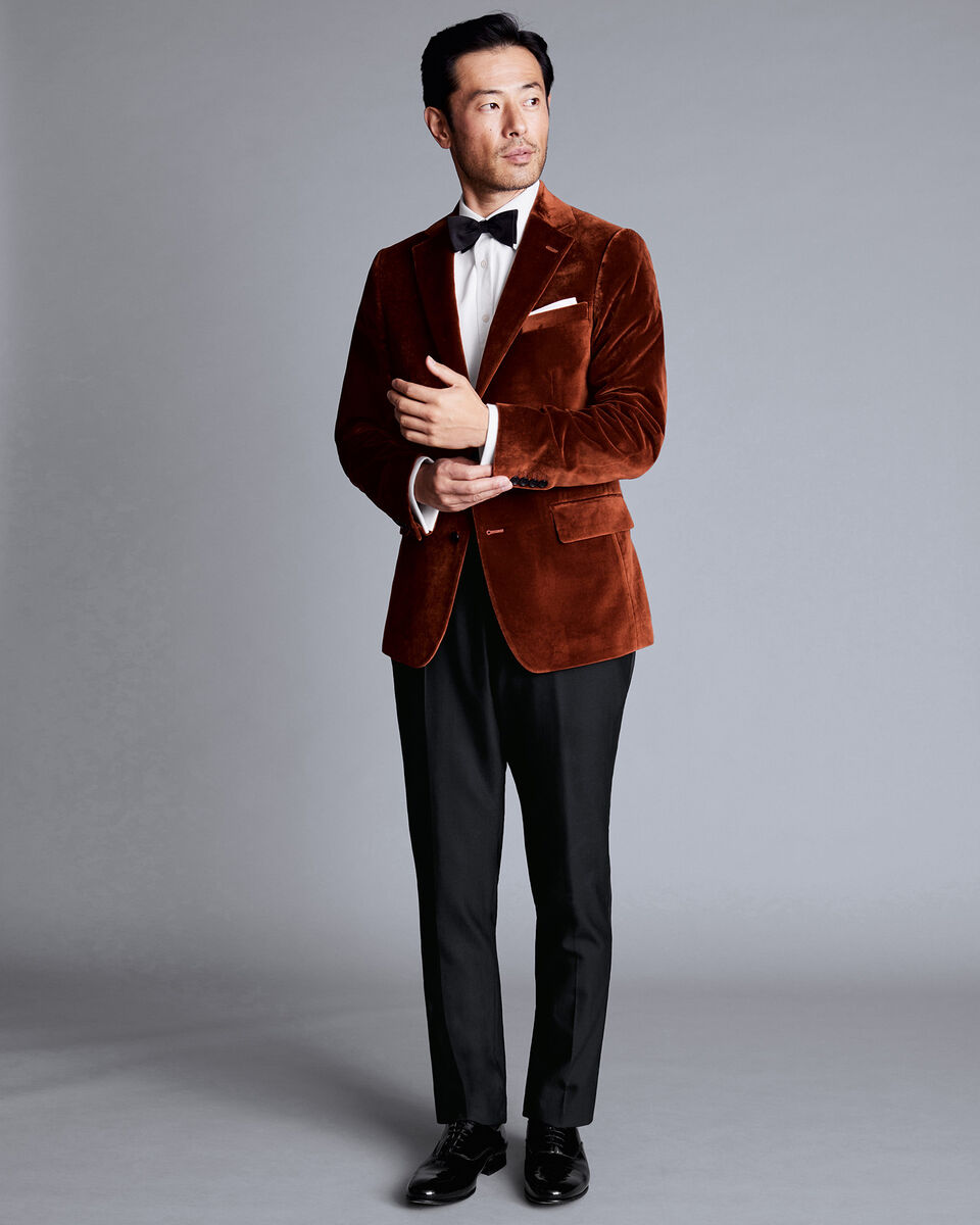 Italian Velvet Jacket - Rust | Charles Tyrwhitt