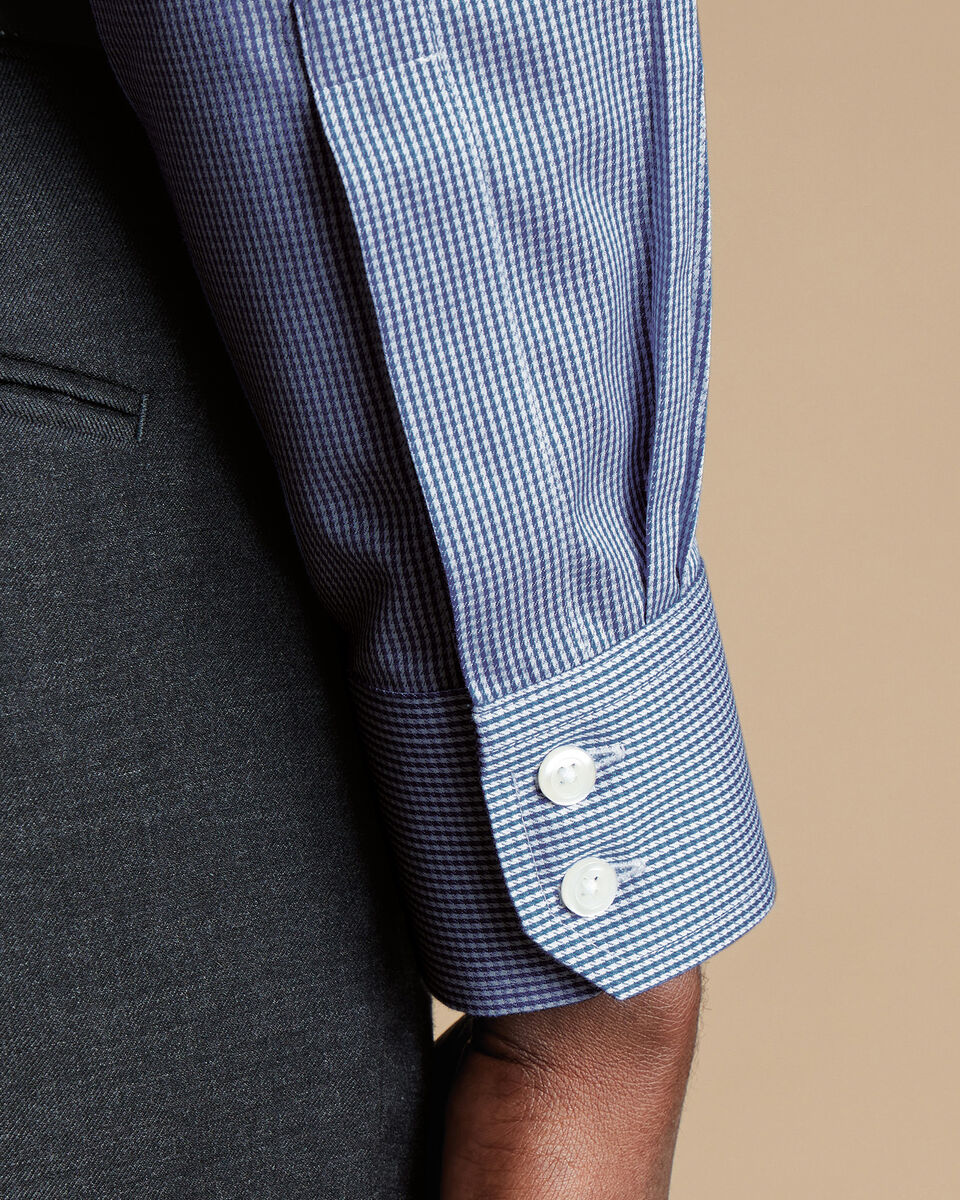 Cutaway Collar Non-Iron Puppytooth Shirt - Royal Blue | Charles Tyrwhitt