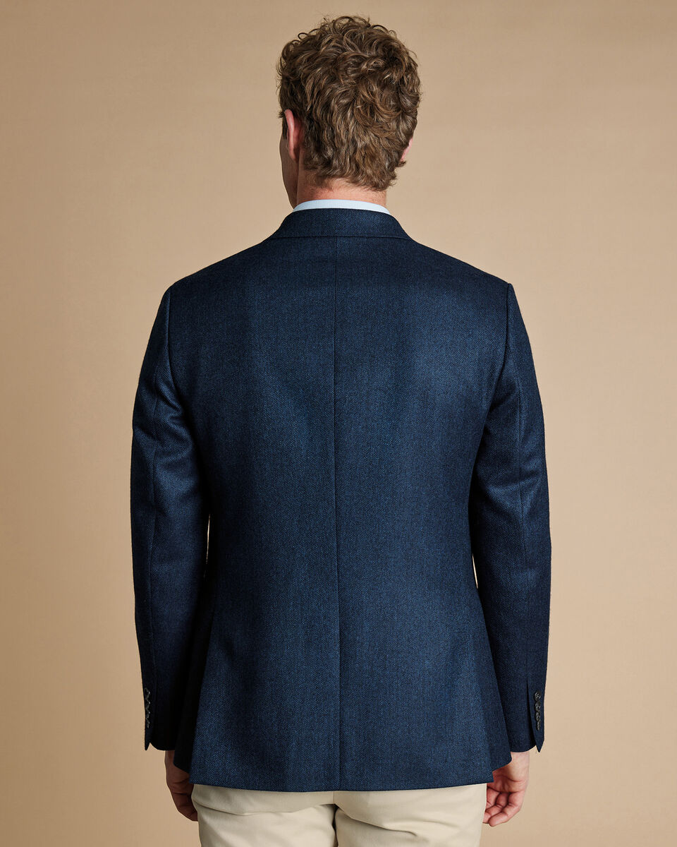 Wool Texture Twill Jacket - Steel Blue | Charles Tyrwhitt