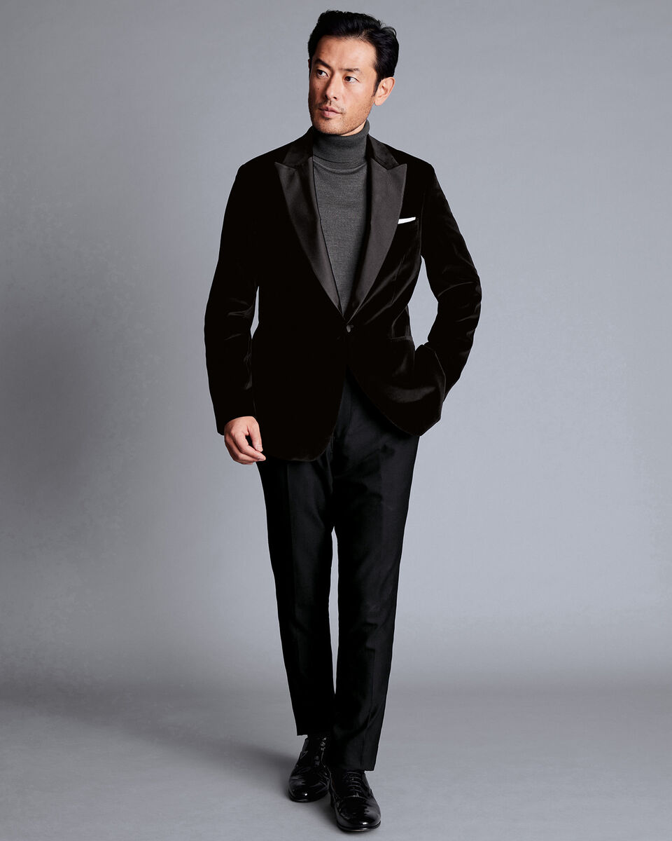 Italian Velvet Jacket - Black | Charles Tyrwhitt