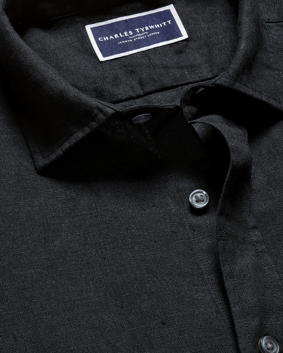 Pure Linen Shirt - Black | Charles Tyrwhitt