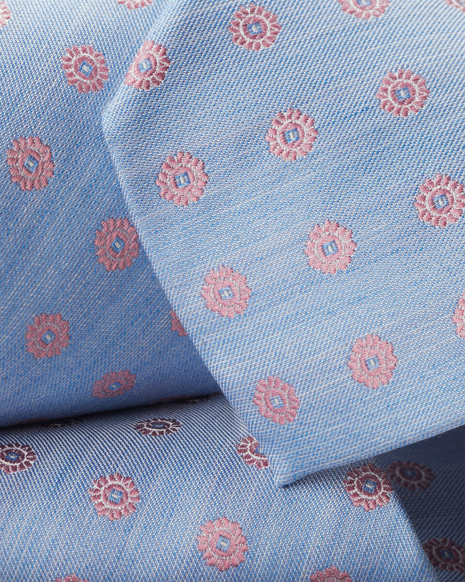 Medallion Pattern Silk Tie - Sky Blue | Charles Tyrwhitt