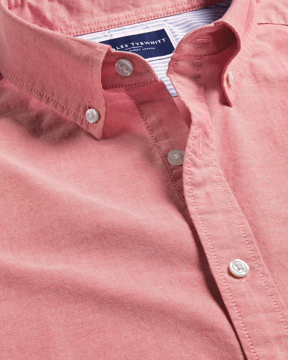 Button-Down Collar Stretch Washed Oxford Shirt - Coral Pink | Charles ...