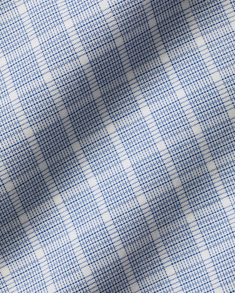 Chemise à carreaux fins sans repassage à Col Semi-Italien - Bleu ...