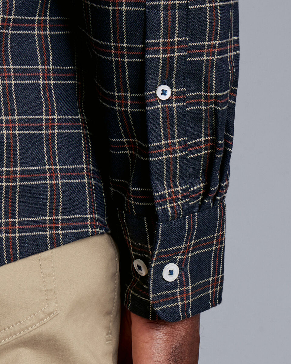 Bügelfreies Twill-Hemd mit Button-down-Kragen und Triple-Windowpane ...