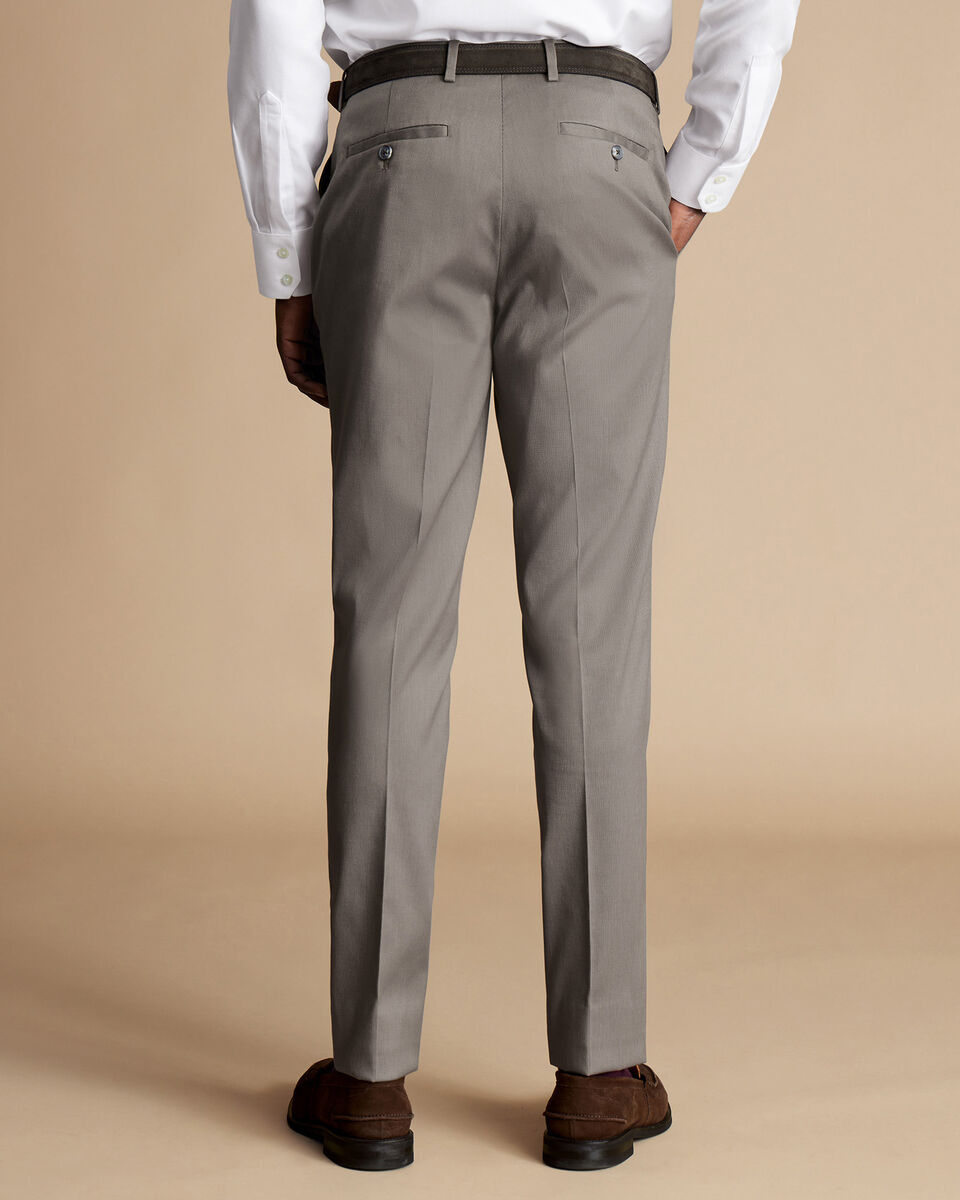 Smart Stretch Texture Trousers - Mocha | Charles Tyrwhitt