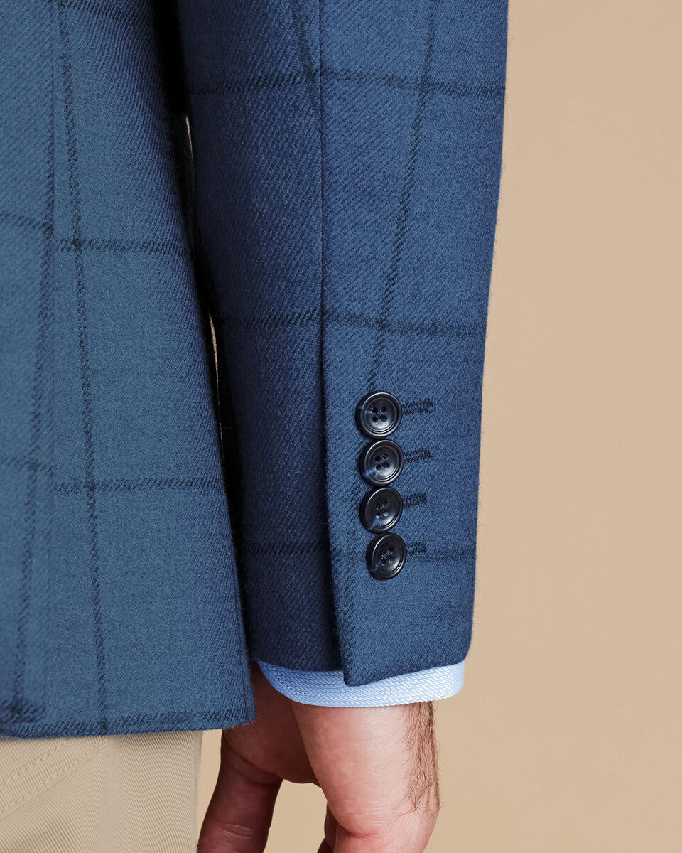 Windowpane Wool Texture Jacket - Indigo Blue | Charles Tyrwhitt