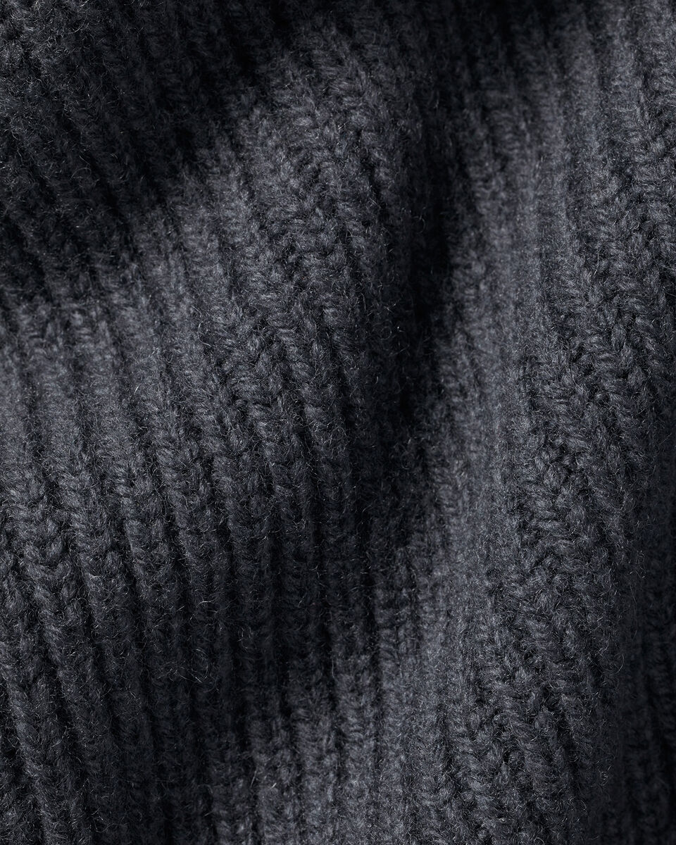 Chunky Zip Funnel Neck Cardigan - Slate Grey | Charles Tyrwhitt