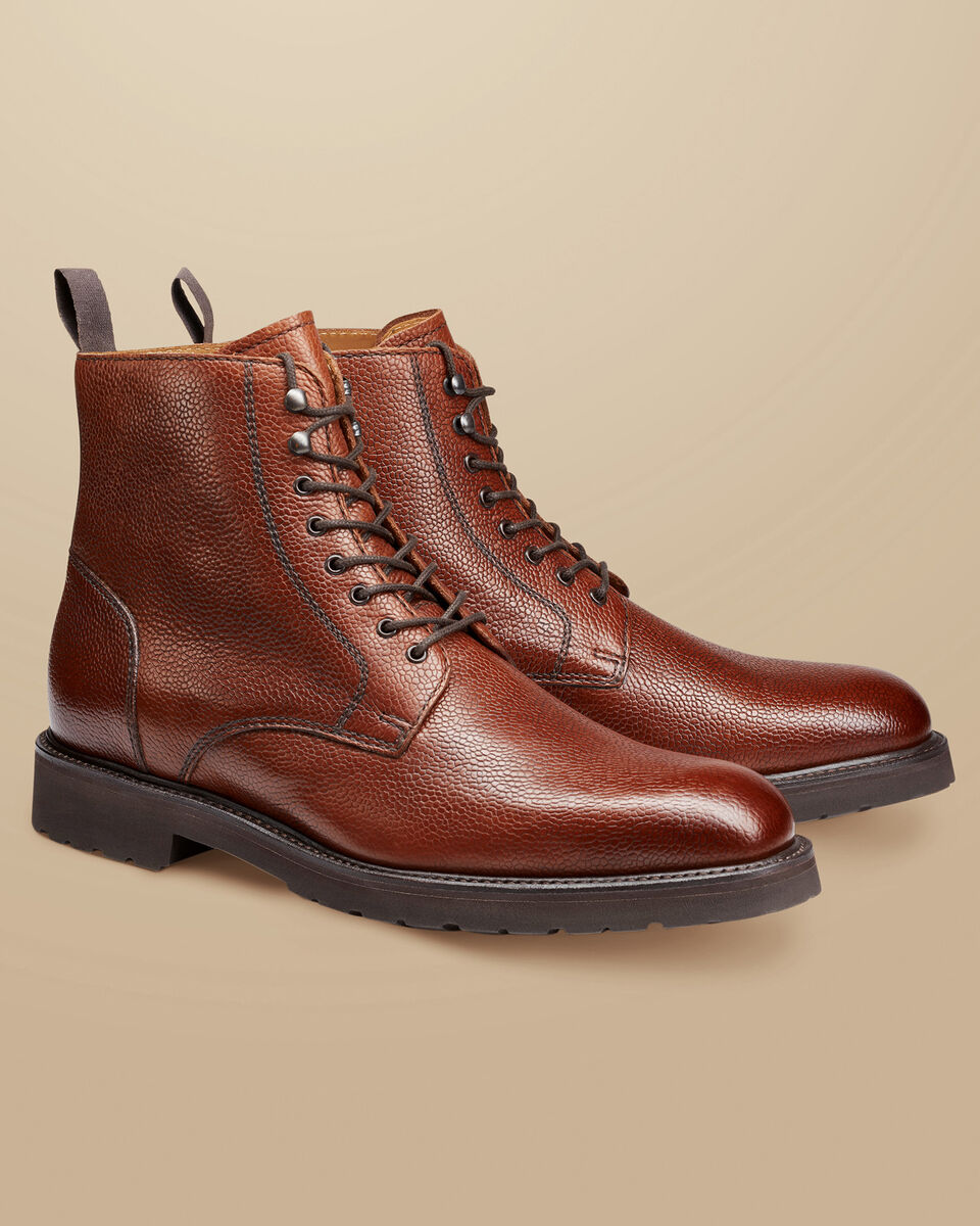 Grain Leather Boots - Chestnut Brown | Charles Tyrwhitt