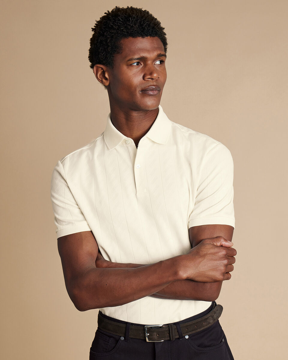 Textured Polo - Cream | Charles Tyrwhitt