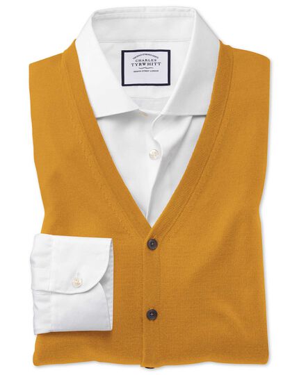 Gold yellow merino waistcoat | Charles Tyrwhitt