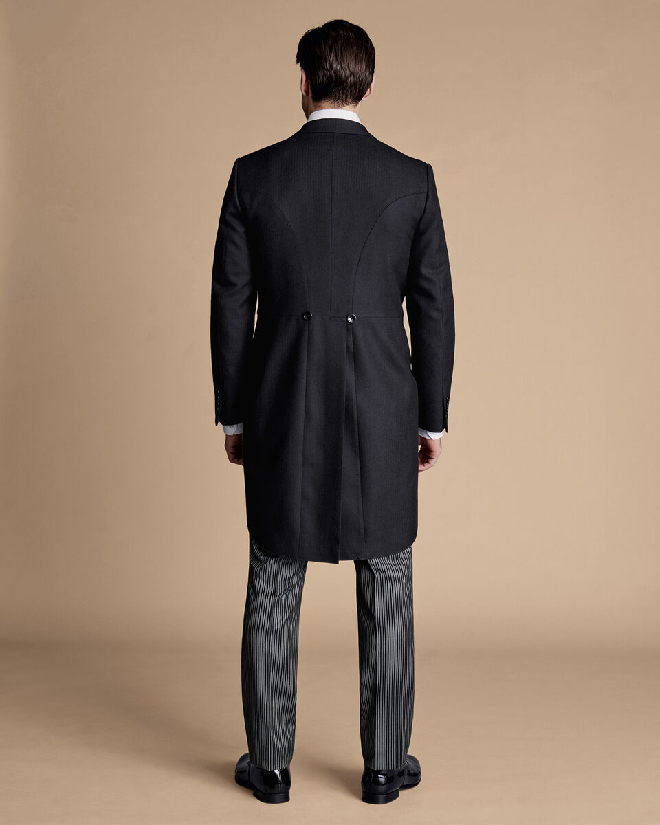 Morning Suit Tail Coat - Black Herringbone | Charles Tyrwhitt