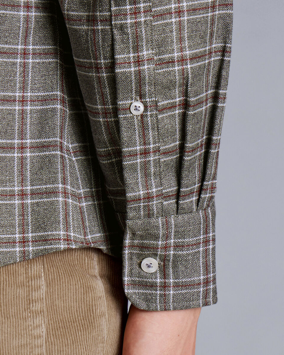 Button-Down Collar Non-Iron Twill Triple Windowpane Shirt - Grey ...