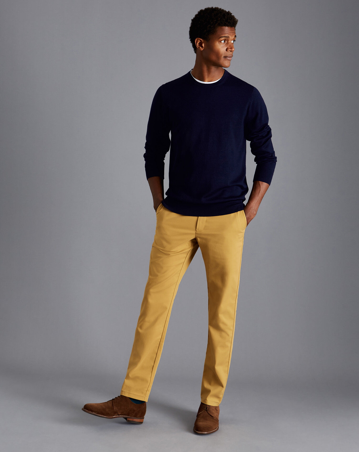 Men's Yellow Chino Trousers: Black, Grey & Blue | Charles Tyrwhitt