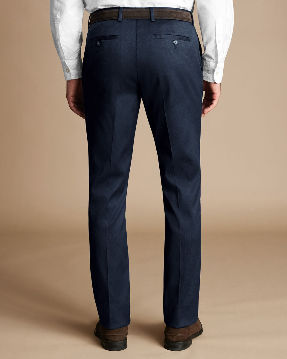 Smart Stretch Texture Trousers - Denim Blue | Charles Tyrwhitt