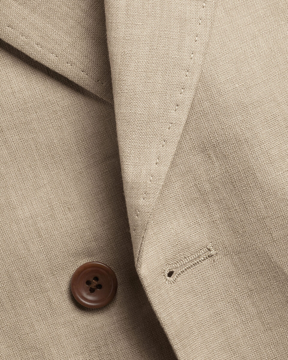 Double Breasted Linen Jacket - Taupe | Charles Tyrwhitt