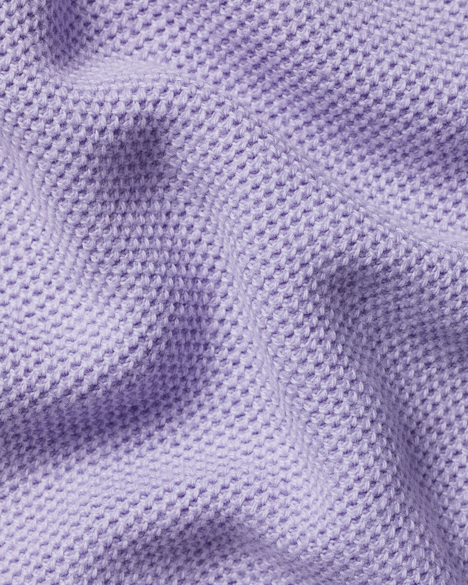 Honeycomb Cotton Quarter Zip Sweater - Lilac Purple | Charles Tyrwhitt