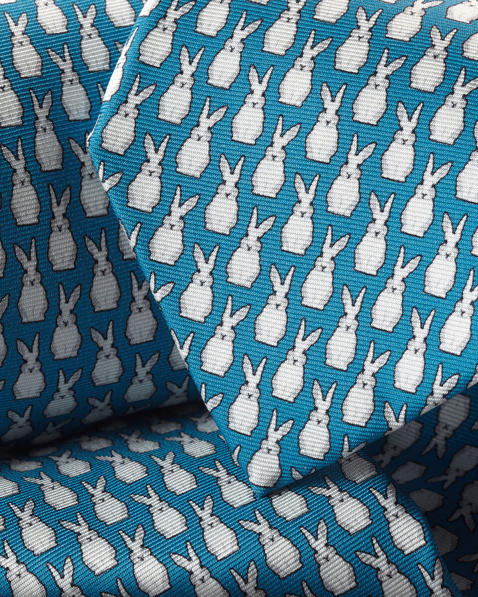 Cravate en Soie à Motif Lapins - Turquoise | Charles Tyrwhitt