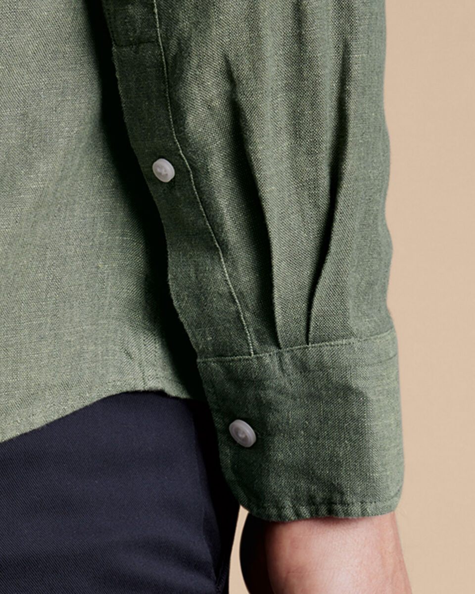 Pure Linen Shirt - Olive Green | Charles Tyrwhitt