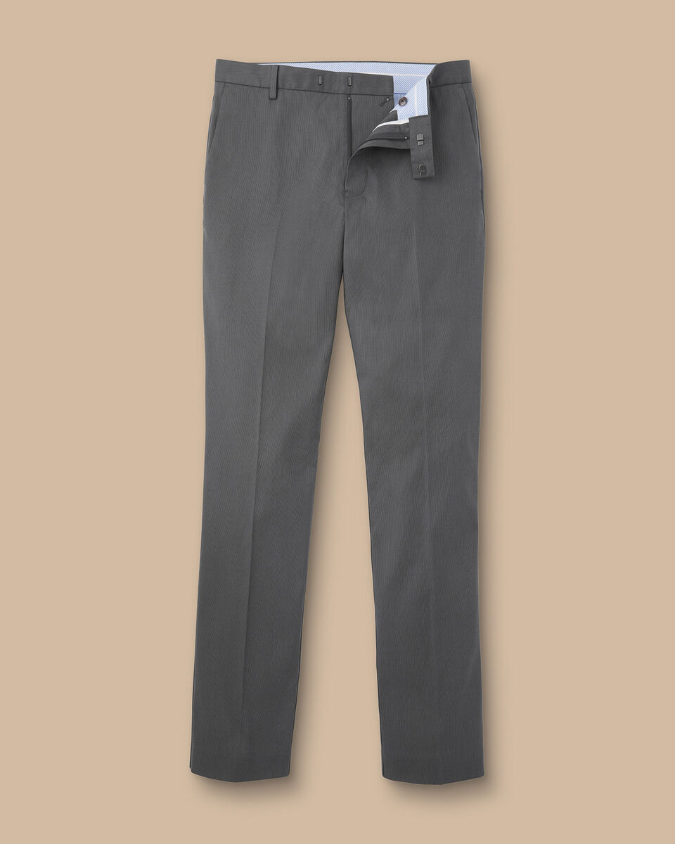 Smart Stretch Texture Trousers - Charcoal Grey | Charles Tyrwhitt