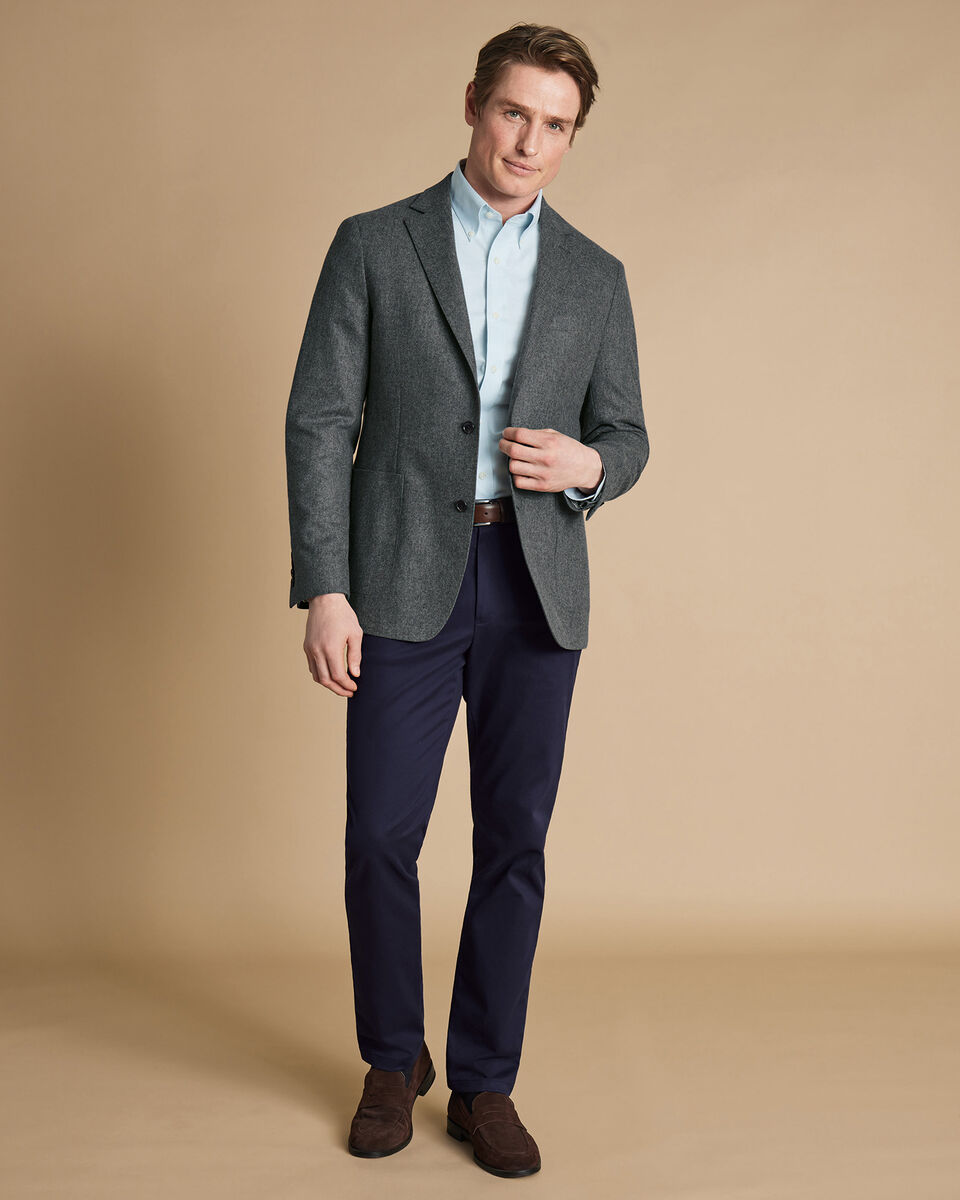 Unstructured Wool Jacket - Grey | Charles Tyrwhitt