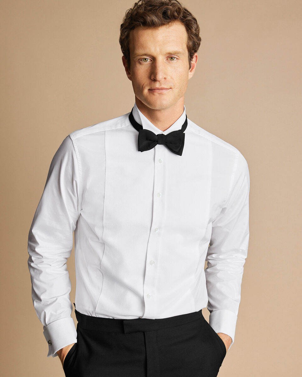 Wing Collar Marcella Bib Tuxedo Shirt - White | Charles Tyrwhitt