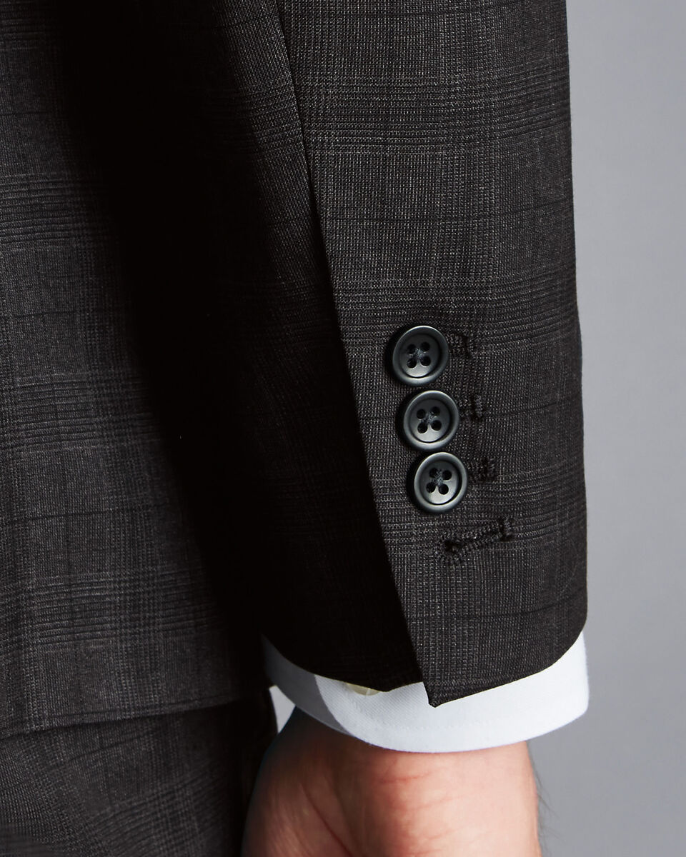 Italian Luxury Prince of Wales Check Suit - Charcoal Grey | Charles ...