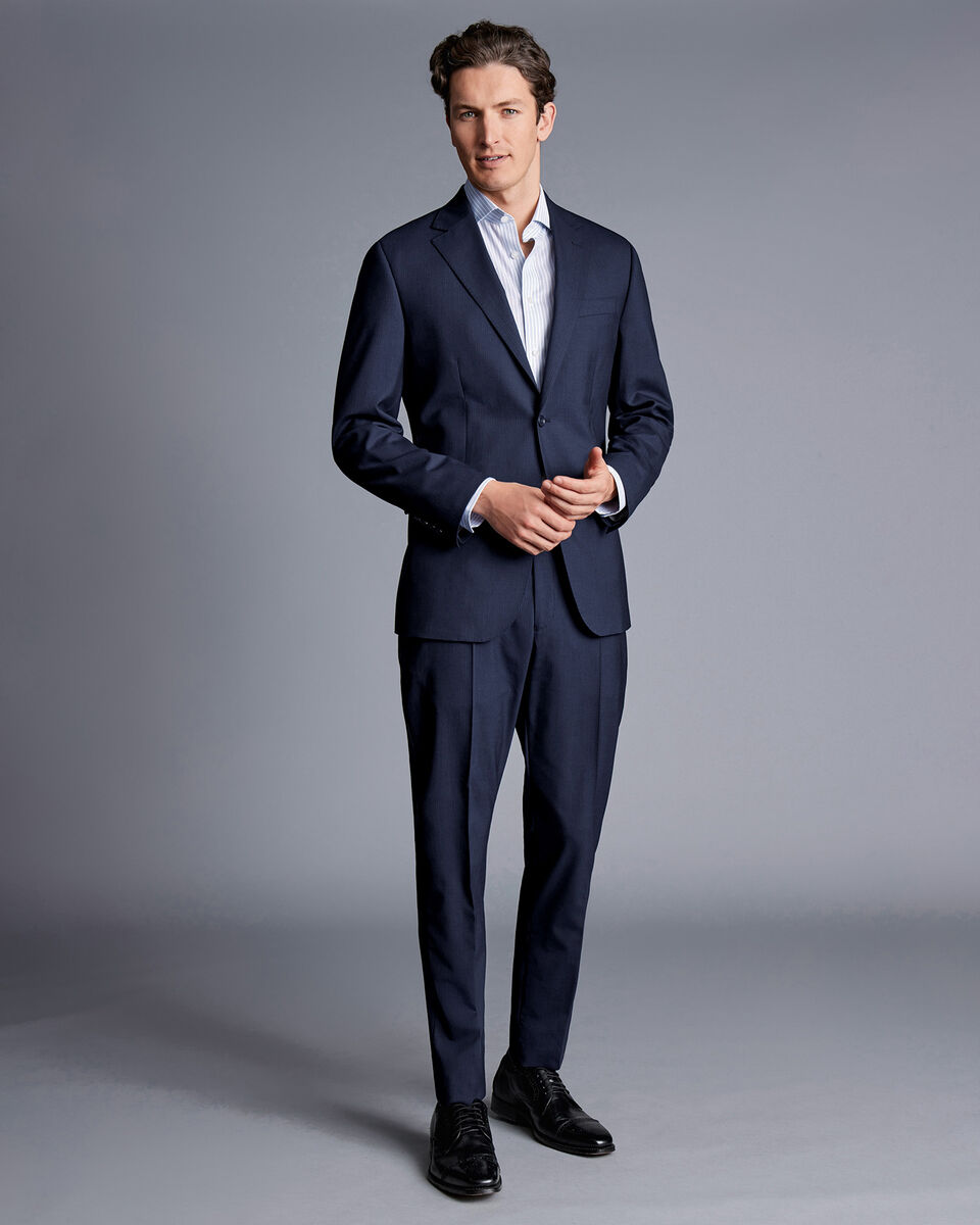 Stripe Suit Trousers Navy Charles Tyrwhitt