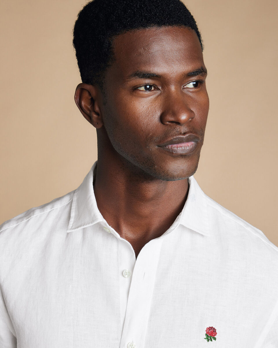 England Rugby Pure Linen Shirt - White | Charles Tyrwhitt