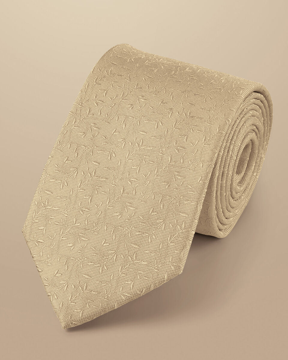 Floral Silk Tie - Taupe | Charles Tyrwhitt