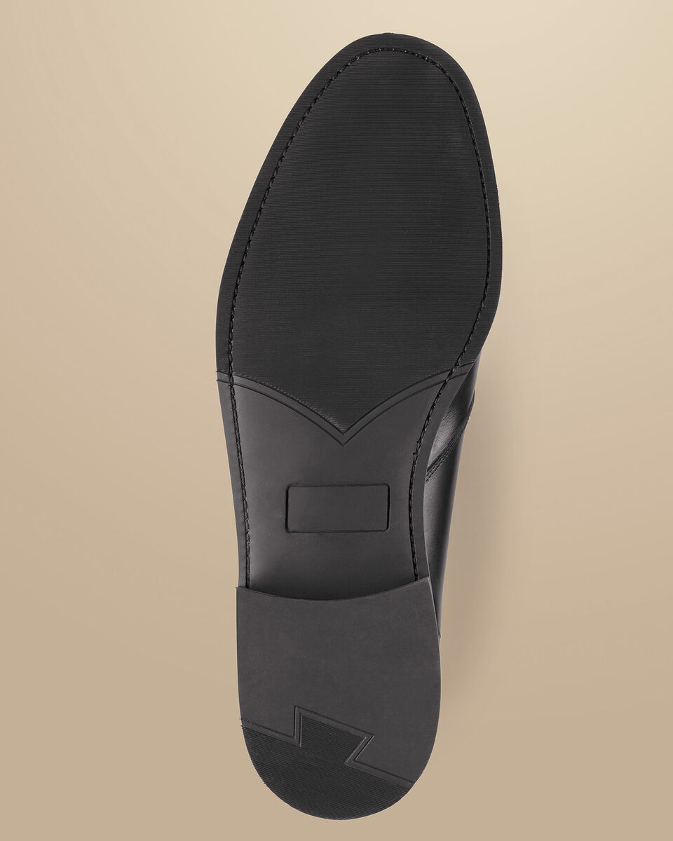 Rubber Sole Leather Derby Shoes - Black | Charles Tyrwhitt