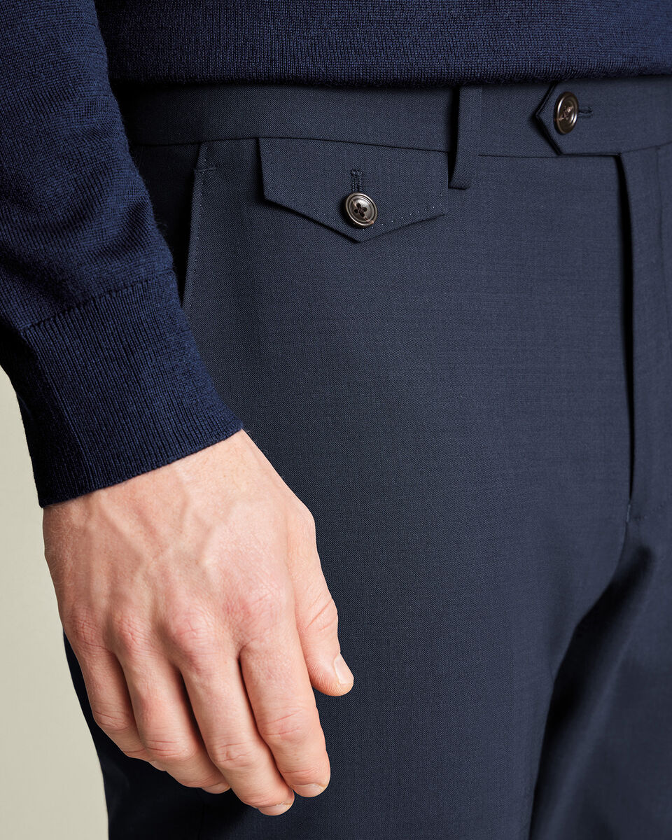 Wool Stretch Pants - Ink Blue | Charles Tyrwhitt