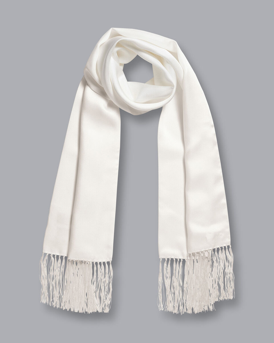 Silk Evening Scarf - White | Charles Tyrwhitt