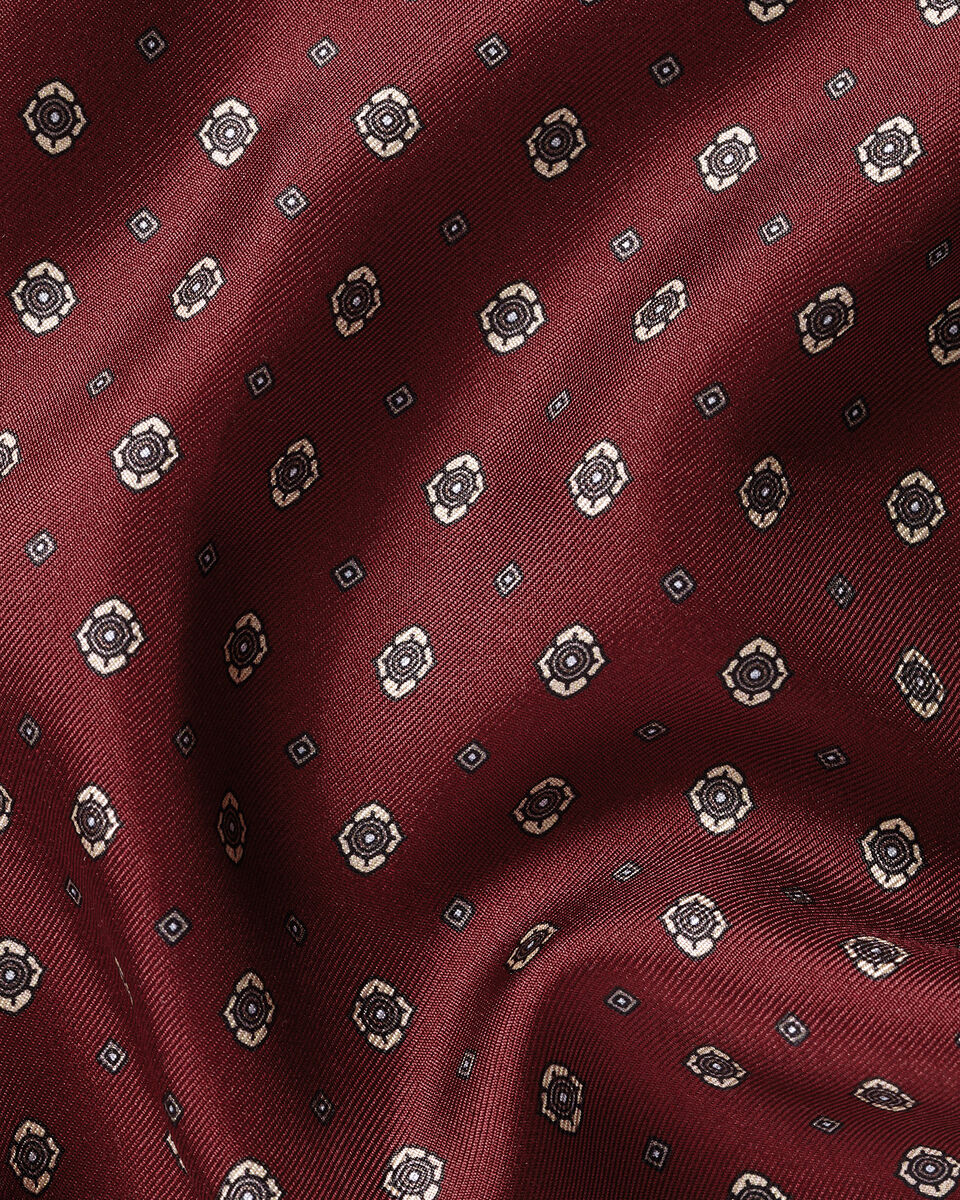 Medallion Silk Pocket Square - Maroon Red | Charles Tyrwhitt