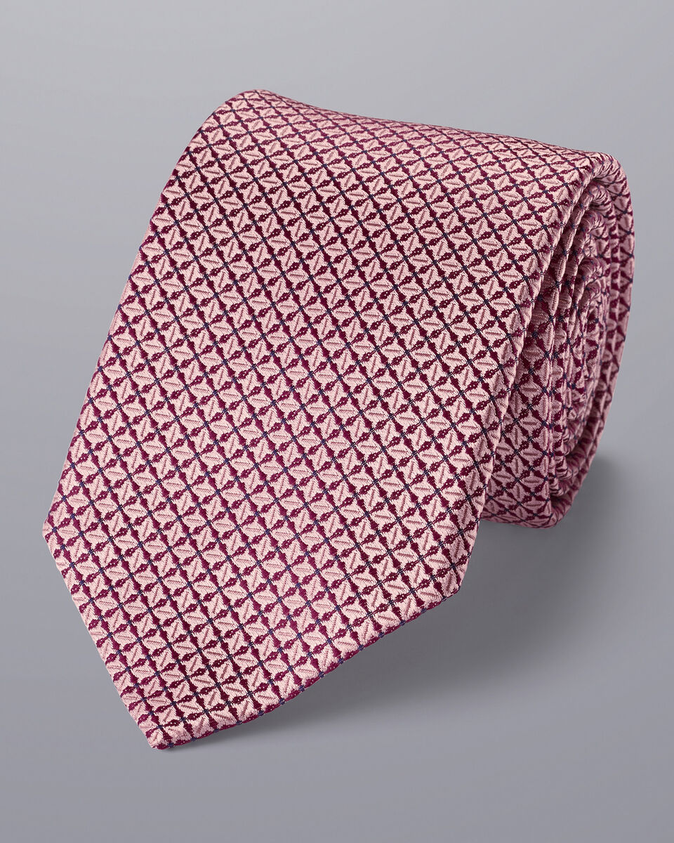 Semi Plain Pattern Silk Tie - Pink | Charles Tyrwhitt