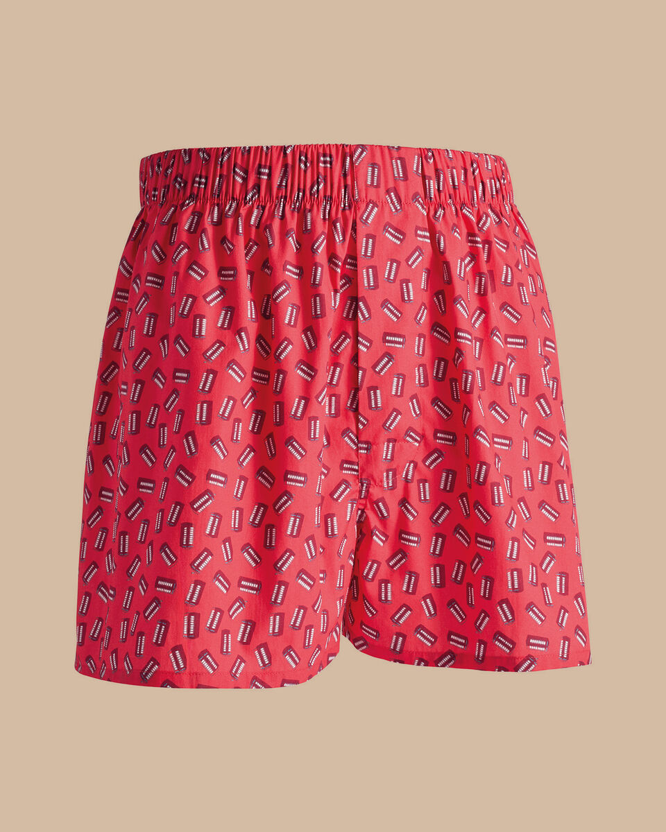 Telephone Box Print Woven Boxers - Coral Pink | Charles Tyrwhitt