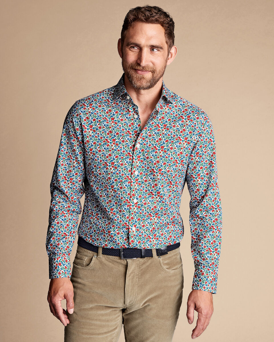 Chemise À Col Semi-Italien En Tissu Liberty À Motif Floral - Rouge ...