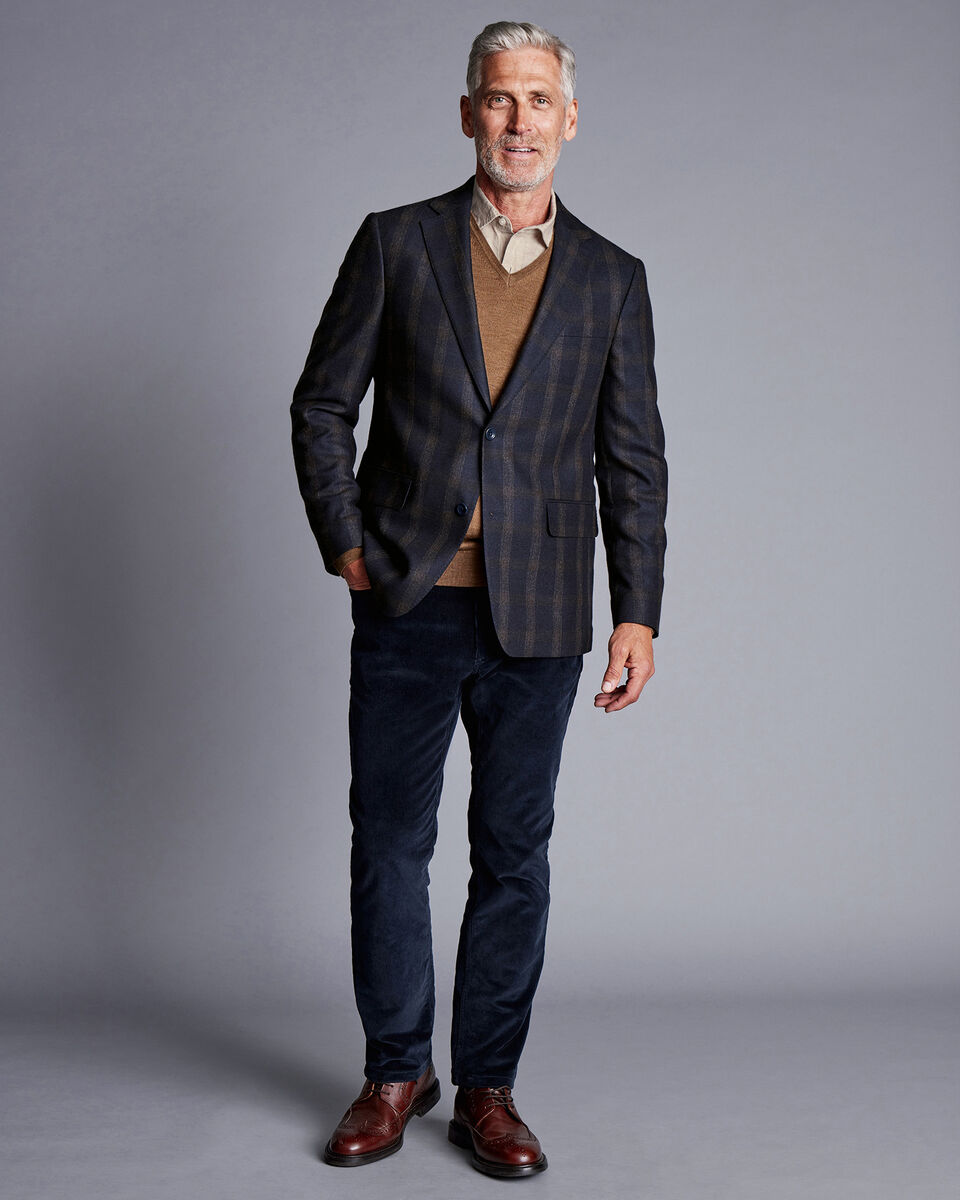Luxury Italian Check Jacket - Navy | Charles Tyrwhitt