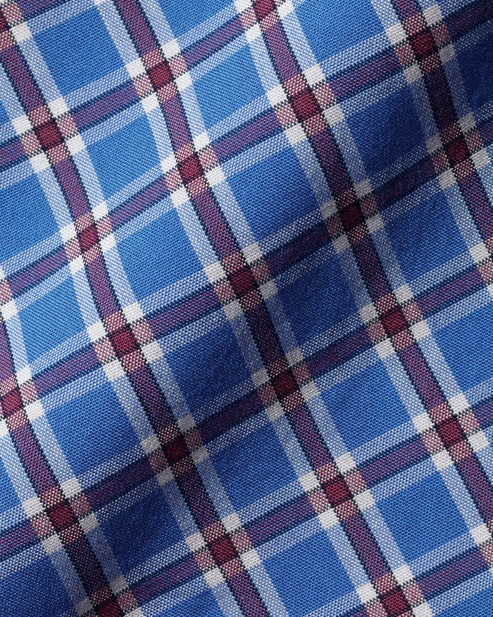 Button-Down Collar Non-Iron Stretch Poplin Check Shirt - Cornflower ...