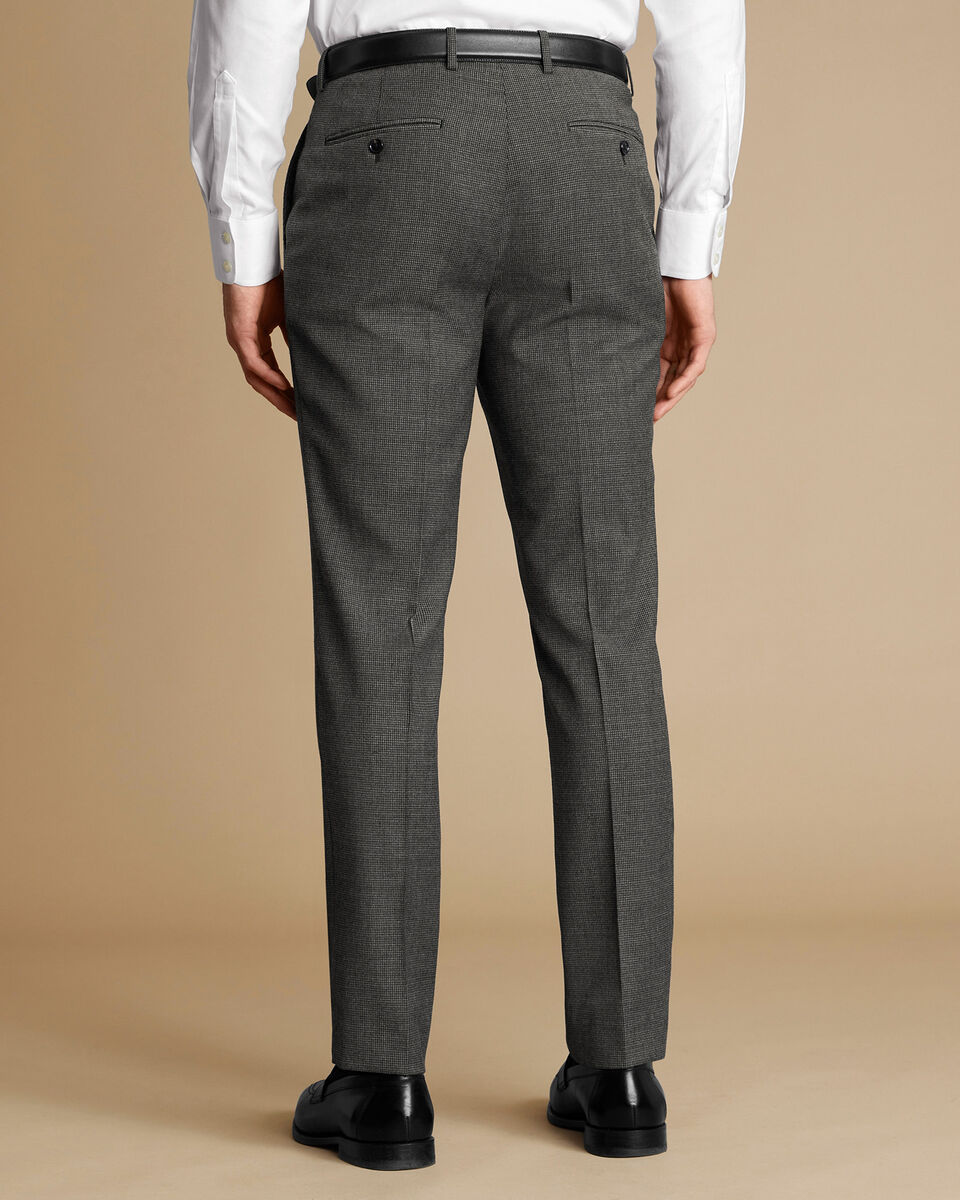 Puppytooth Wool Stretch Trousers - Slate Grey | Charles Tyrwhitt