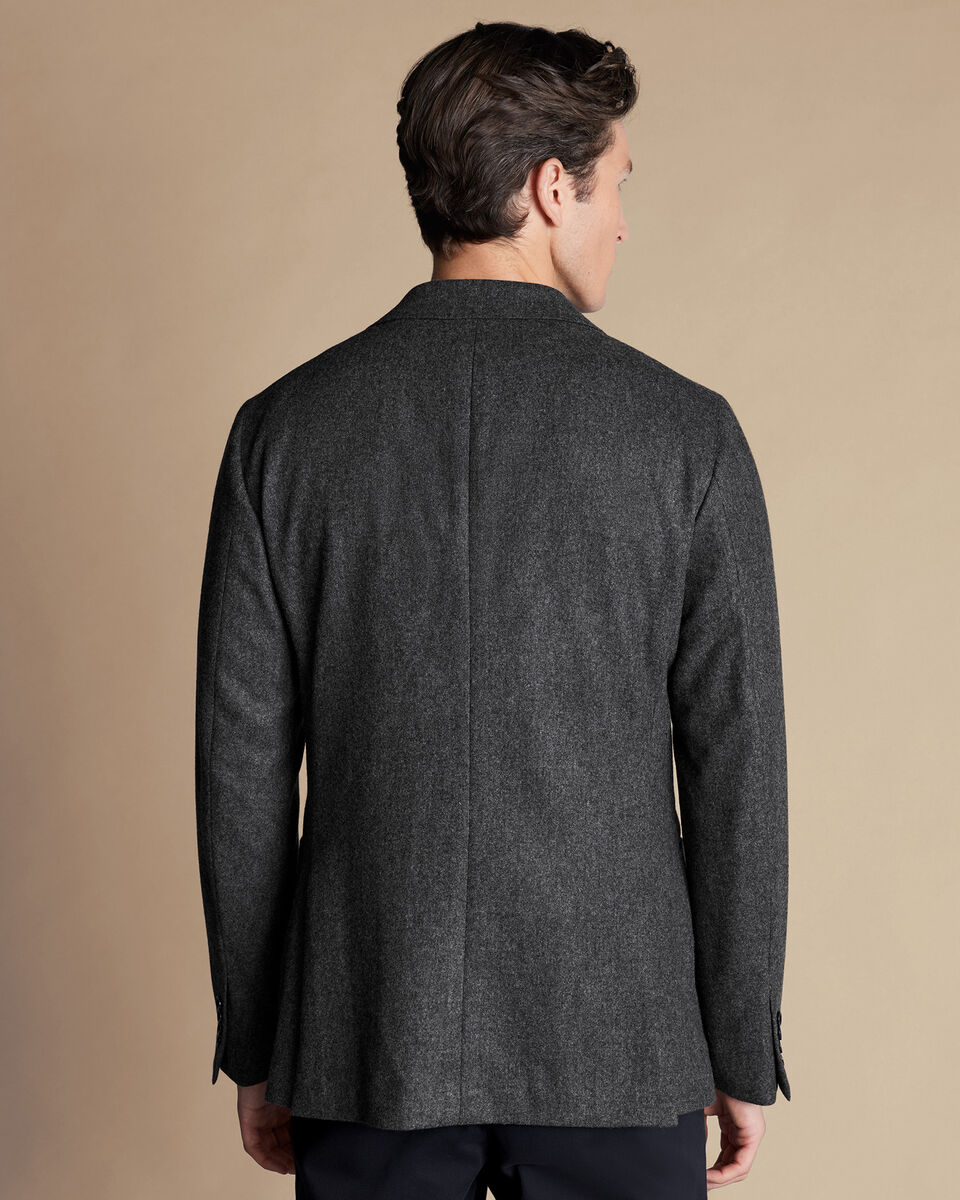 Unstructured Wool Twill Jacket - Charcoal Grey | Charles Tyrwhitt