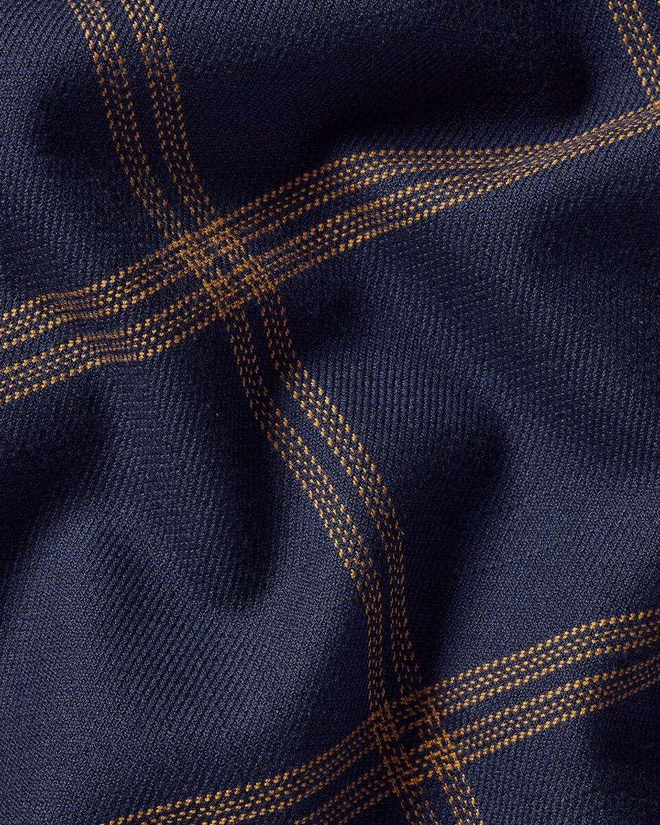 Button-Down Collar Non-Iron Twill Large Grid Check Shirt - Navy ...