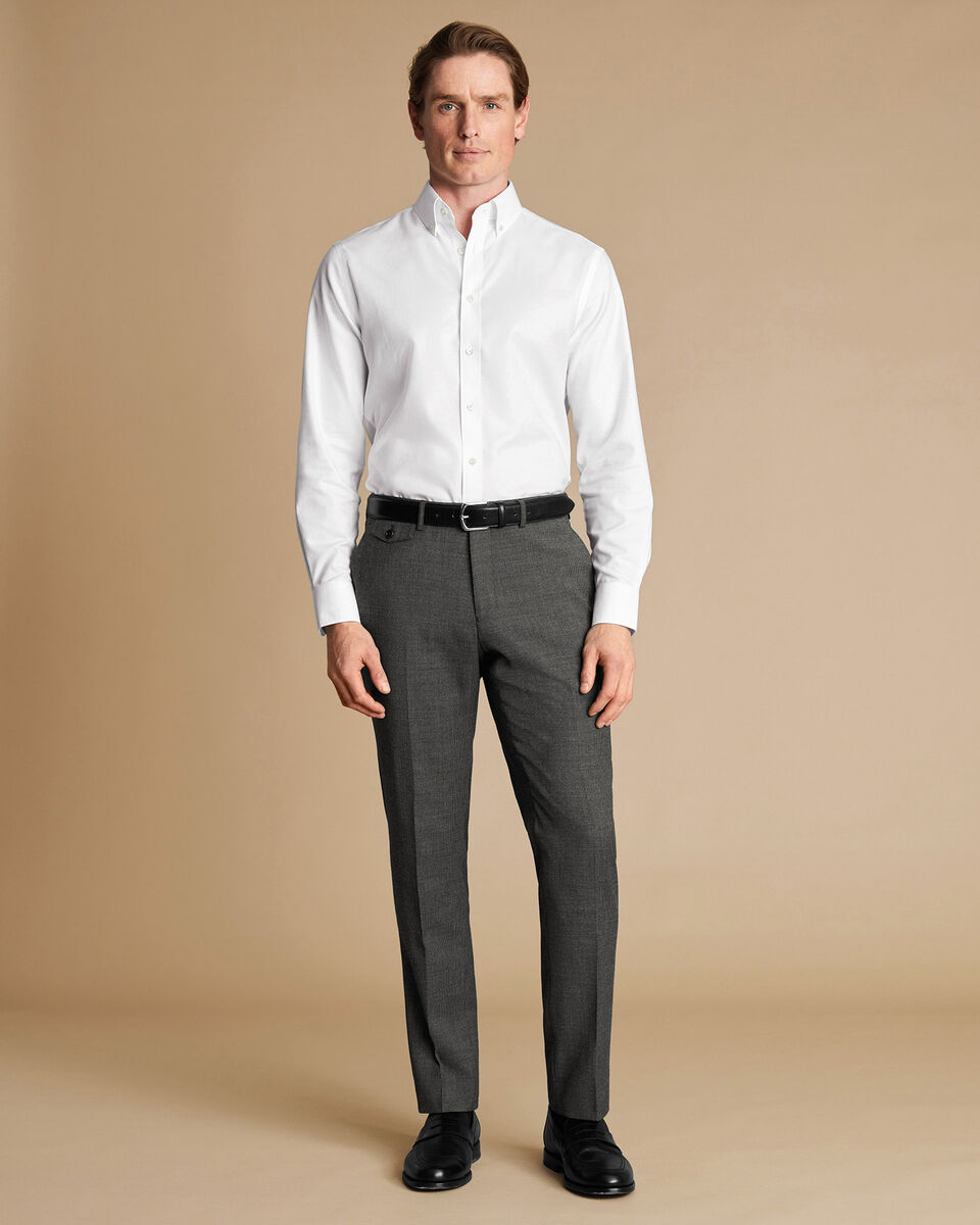 Puppytooth Wool Stretch Pants - Slate Grey | Charles Tyrwhitt