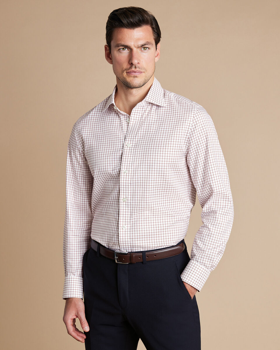 Luxus-Hemd mit Windowpane-Karo - kastanienrot | Charles Tyrwhitt