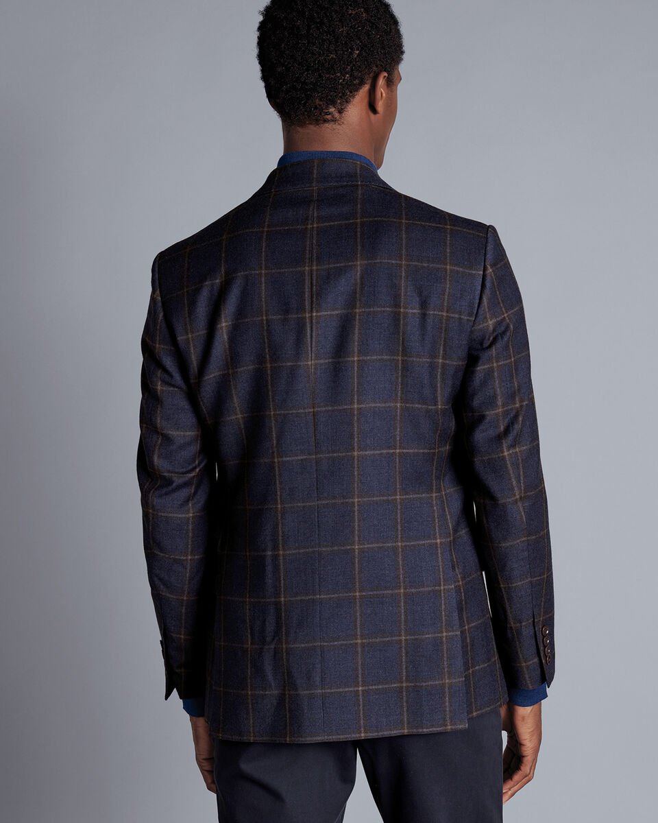 Check Windowpane Wool Texture Jacket - Steel Blue | Charles Tyrwhitt