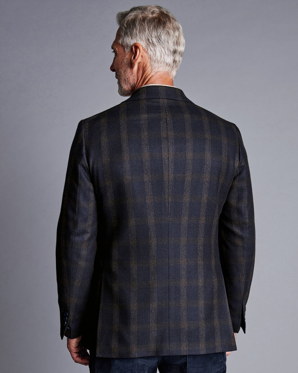 Luxury Italian Check Jacket - Navy | Charles Tyrwhitt
